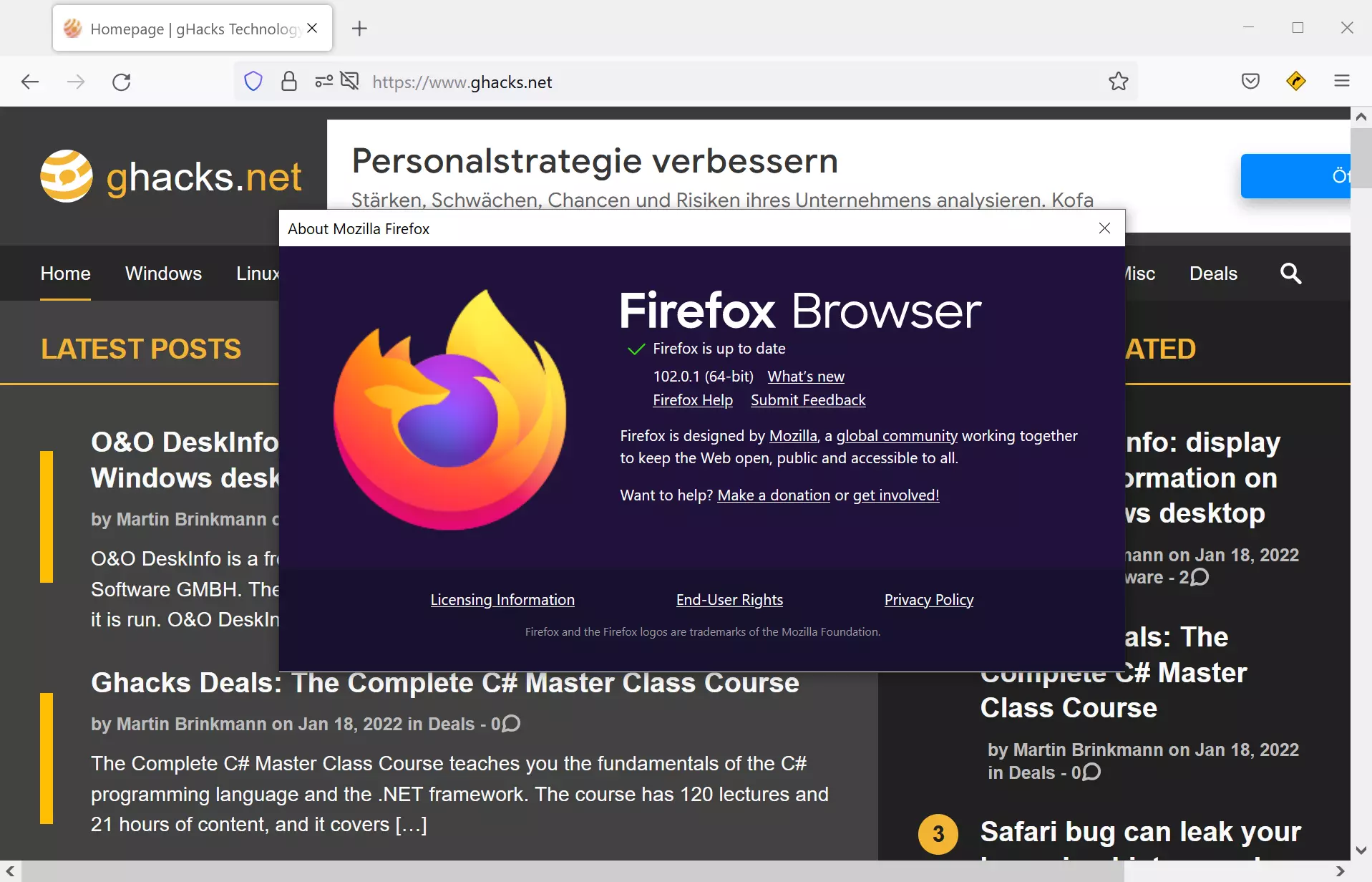 Firefox 102.0.1 გამოშვების ინფორმაცია