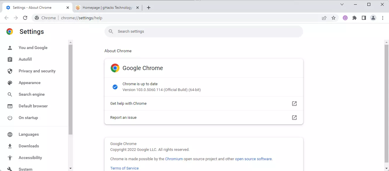 Google Chrome 103 segurtasun-eguneratzea