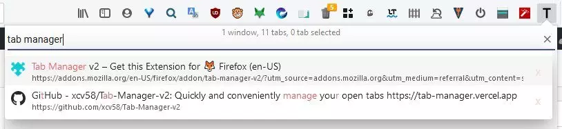 Пошук па Tab Manager V2