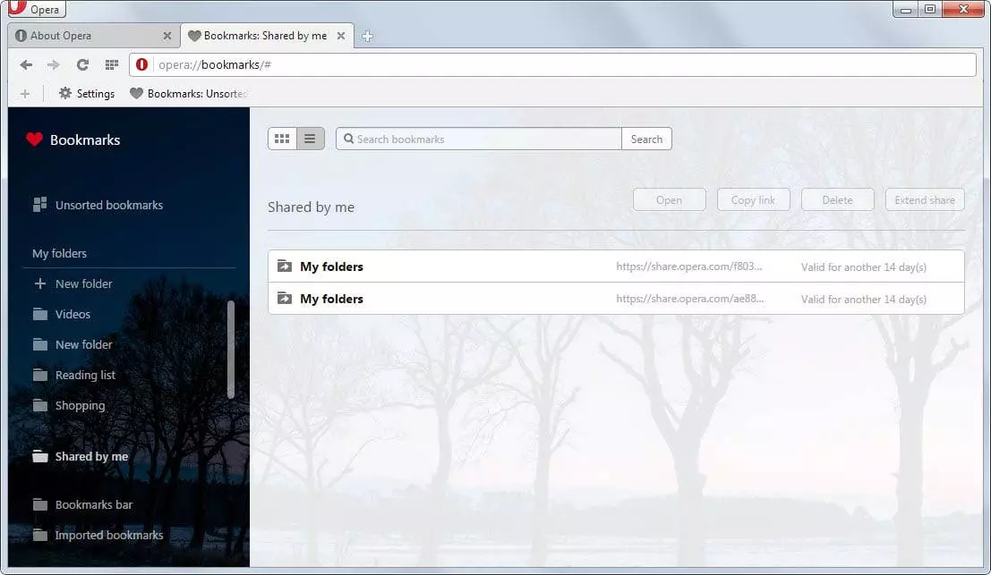 ઓપેરા શેર કરેલ બુકમાર્ક્સ