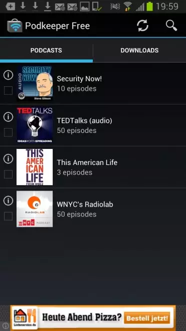 snímek obrazovky podcastů podkeeper pro Android