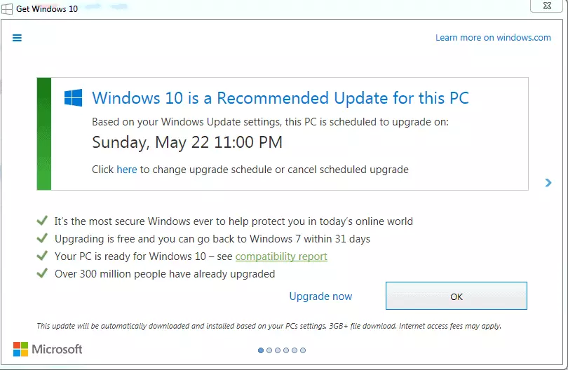 hankige Windows 10 ajakava
