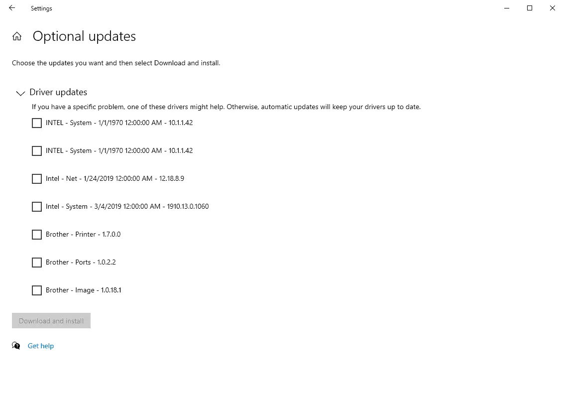 Windows 10 valfrjálsar uppfærslur á bílstjóri
