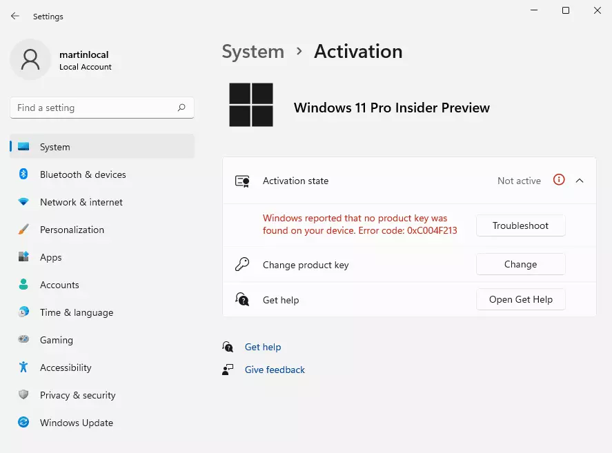 Windows 11 aktiveringsstatus ændre produktnøgle