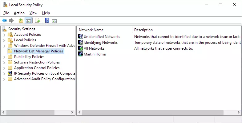 Netzwerklistenmanager secpol