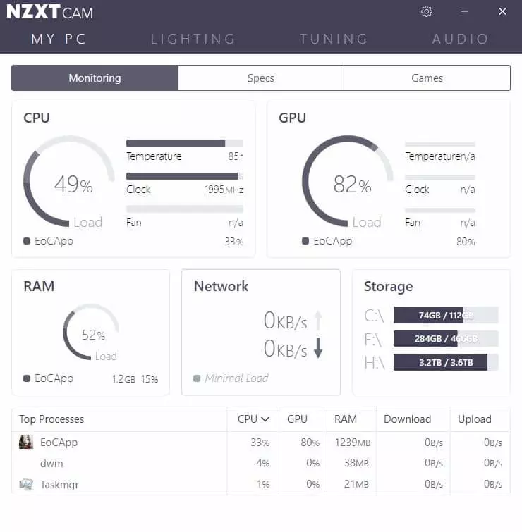 NZXT CAM – ойын экранында теңшелетін қабаттасуды көрсететін тегін құрал