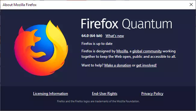 firefox 64.0 хувилбар