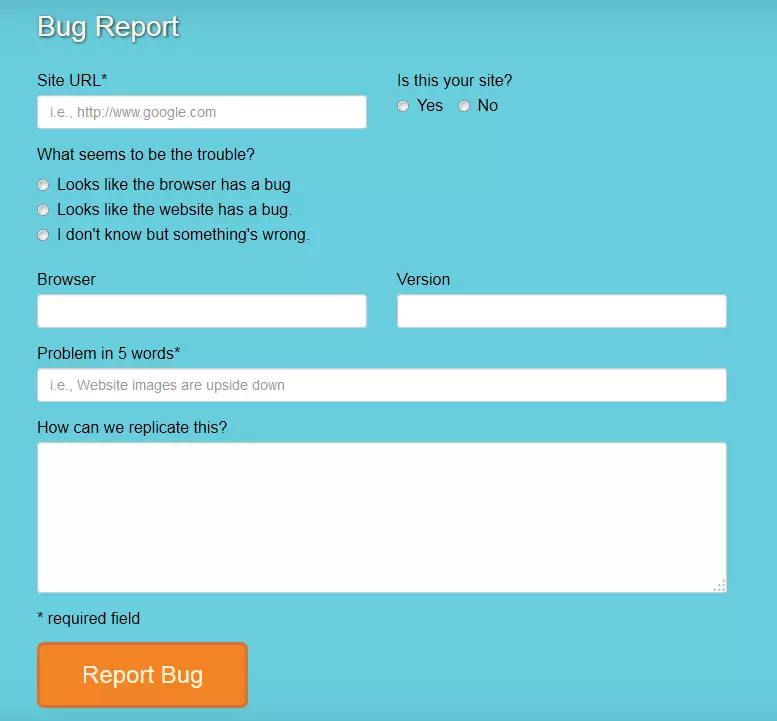 web bug report