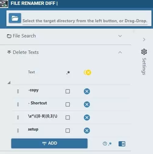 File Renamer Diff - выдаленне тэкстаў