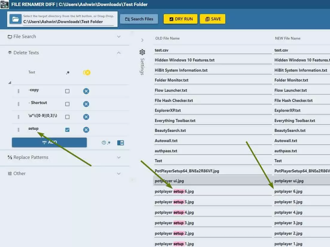 File Renamer Diff - hamafa ohatra ny lahatsoratra