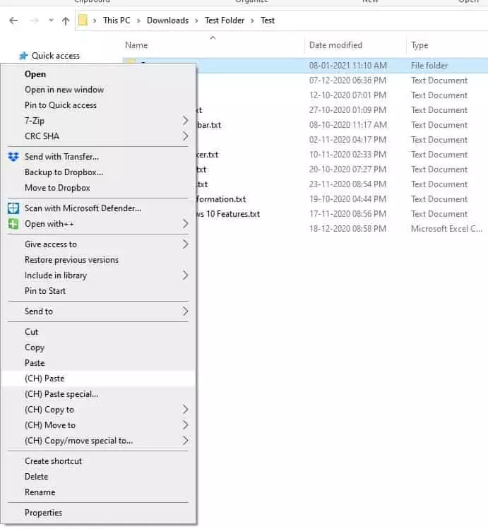 Copy Handler plhaub extension menu
