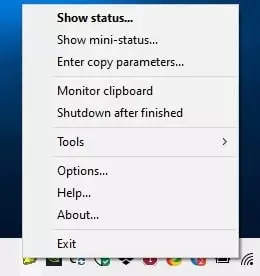 Copy Handler - menu ng tray
