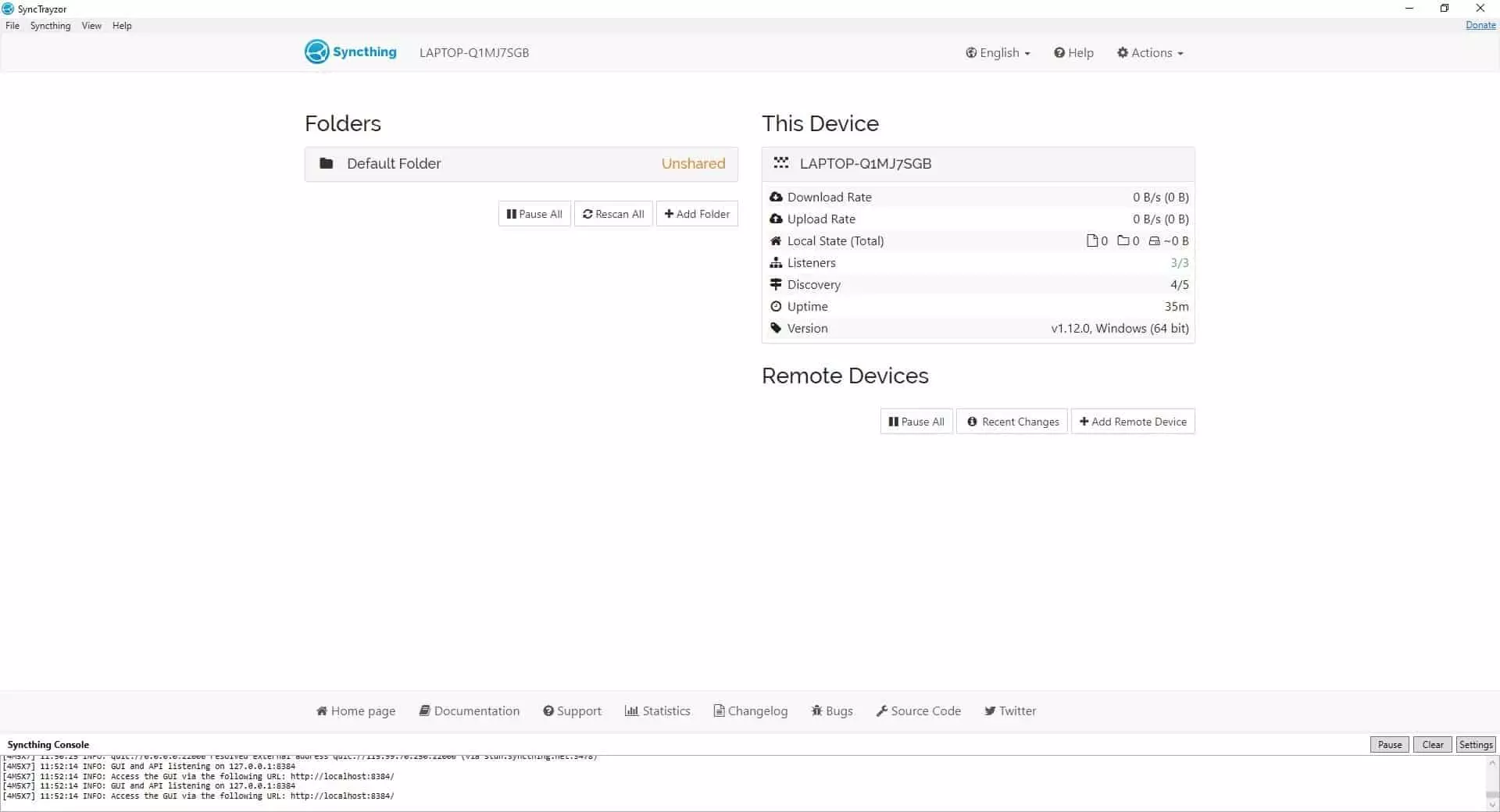 SyncTrazor interface