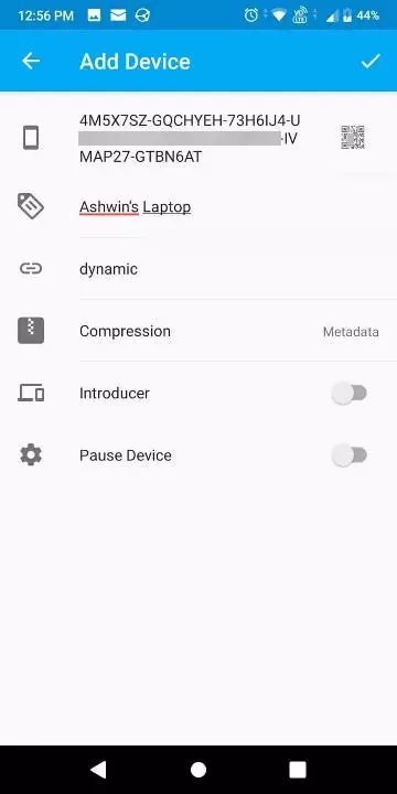 syncthing android app ƙara na'urar