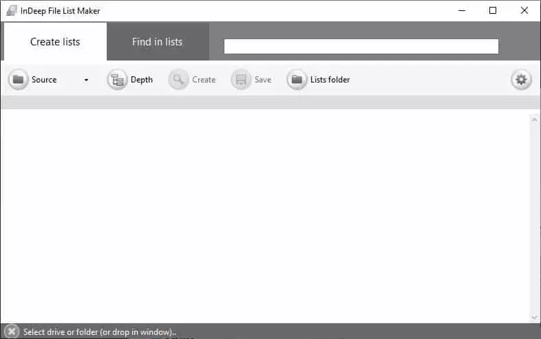 InDeep File List Maker - интерфејс