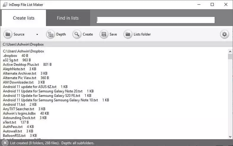നിങ്ങളുടെ ഫോൾഡറിന്റെ ഉള്ളടക്കങ്ങളുടെ ഒരു ലിസ്റ്റ് സംരക്ഷിച്ച് InDeep File List Maker ഉപയോഗിച്ച് ഫയലുകൾക്കായി തിരയാൻ അത് ഉപയോഗിക്കുക