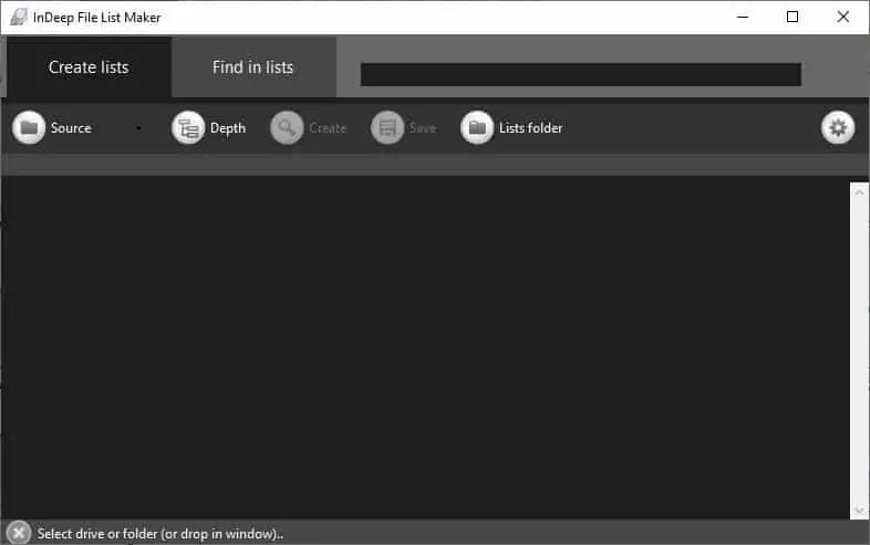 InDeep File List Maker – темна тема