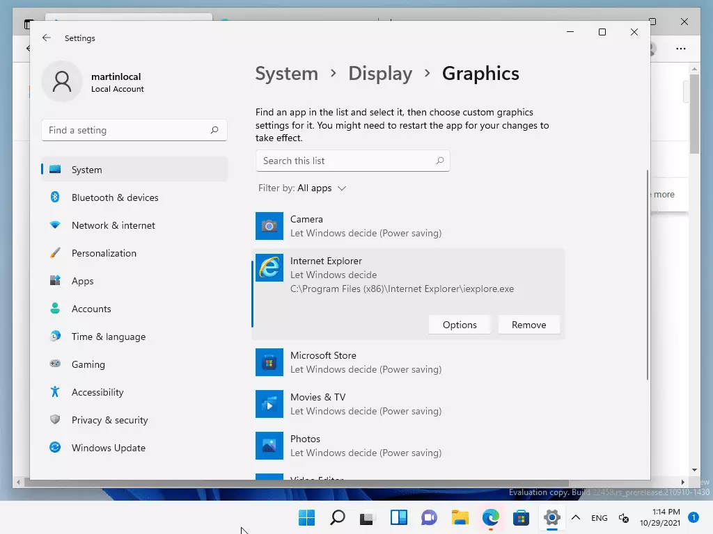 Windows 11 афзалиятҳои графикӣ тағир меёбад
