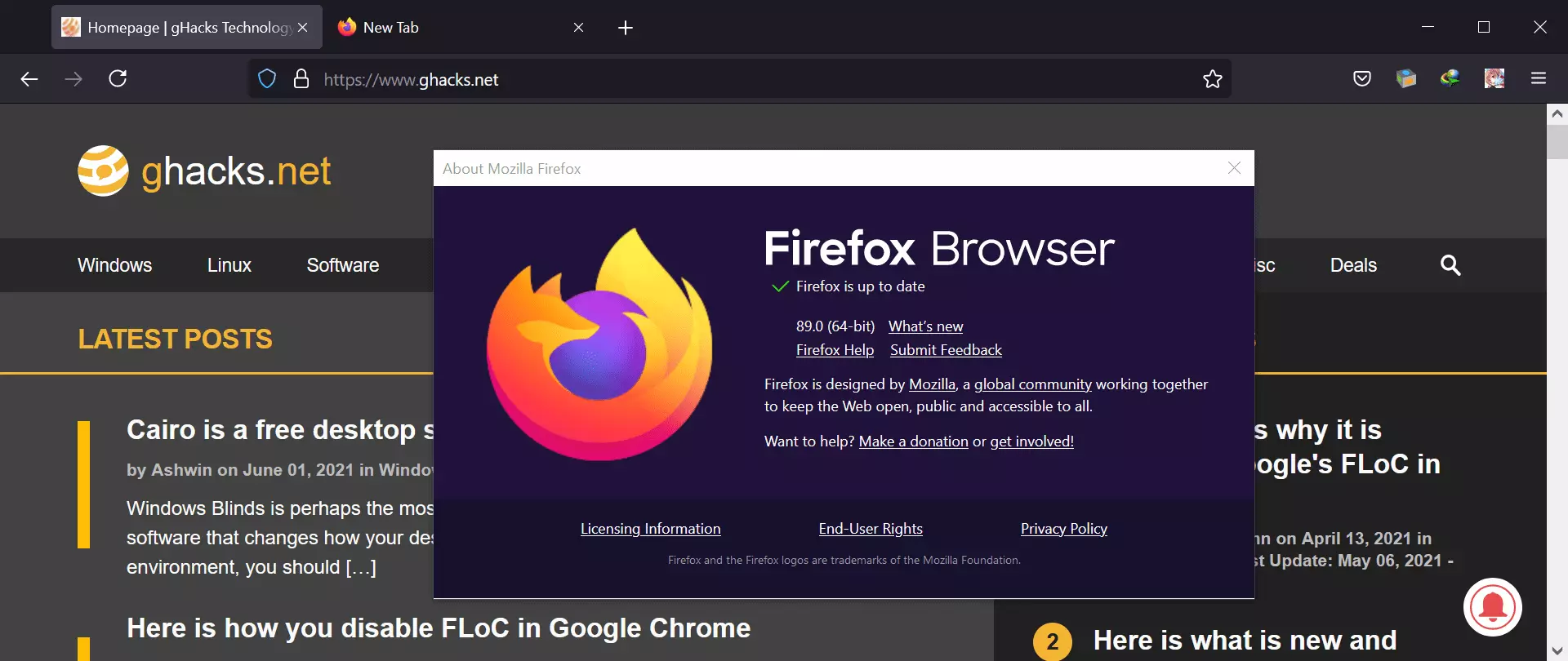 I-Firefox 89 ithumela ngezinguquko zesixhumi esibonakalayo