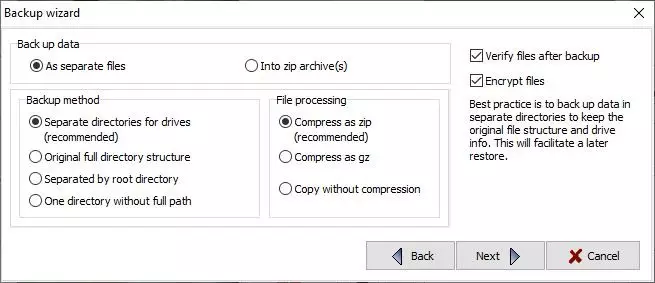 Configuración de copia de seguridad de Personal Backup