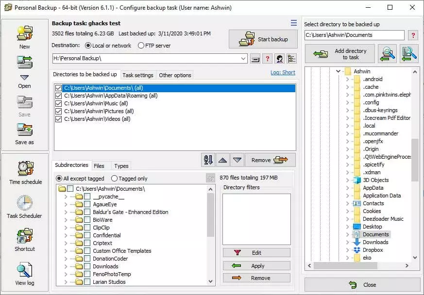 Tarefa manual de backup pessoal