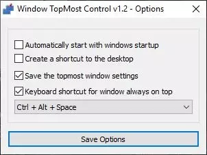 Windows øverste kontrollalternativer