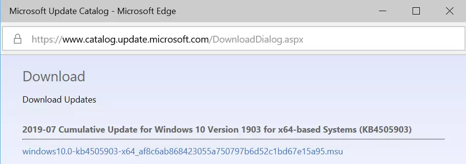 Pobieranie katalogu aktualizacji Microsoft