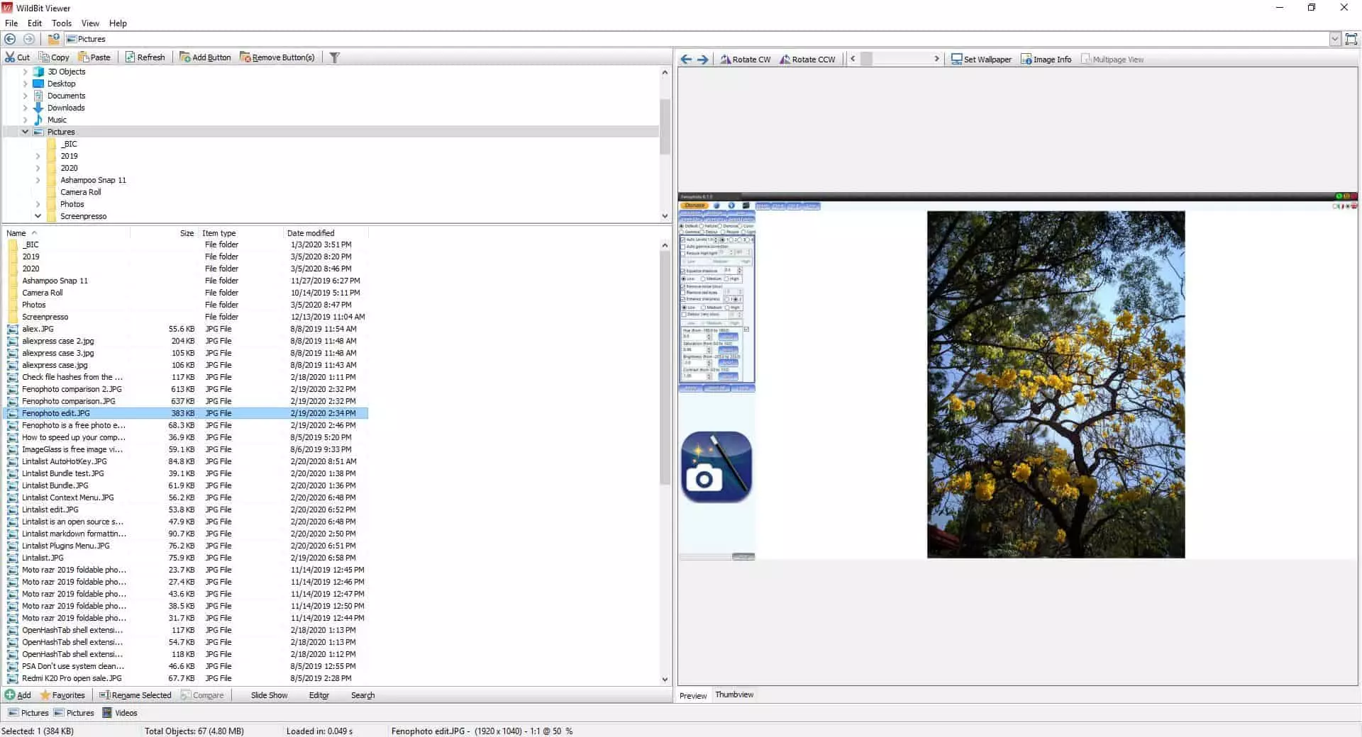 WildBit Viewer er en freeware bildeviser som kommer med en editor, batch omdøper, lysbildefremvisningsverktøy og mer