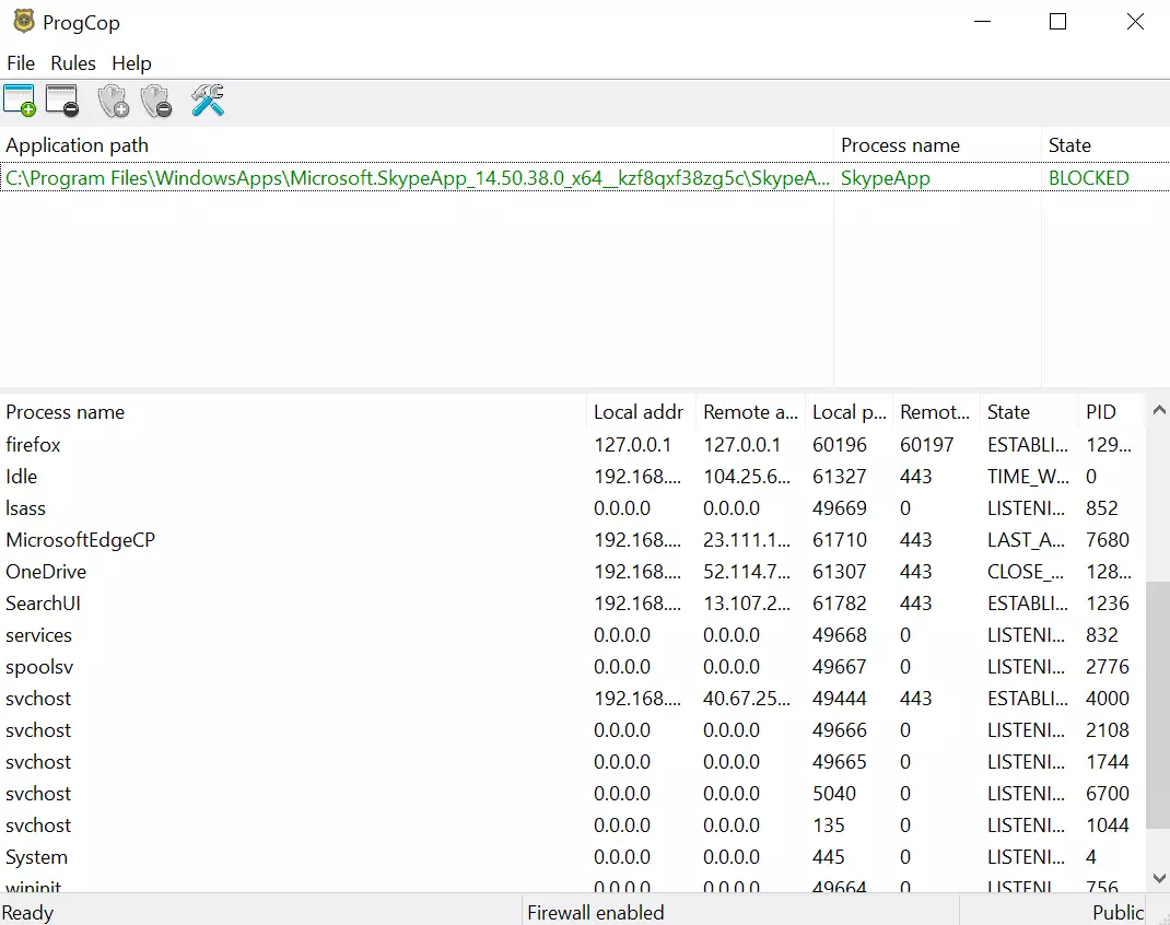 progcop application firewall