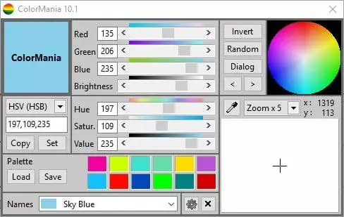 ColorMania ass e Freeware Color Picker Tool fir Windows