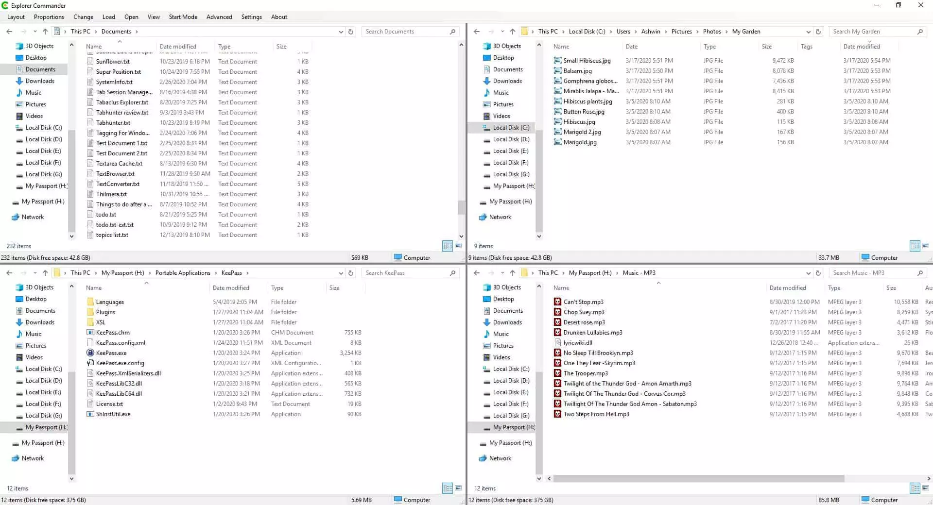 Explorer Commander è un file manager freeware che supporta quad o dual riquadri