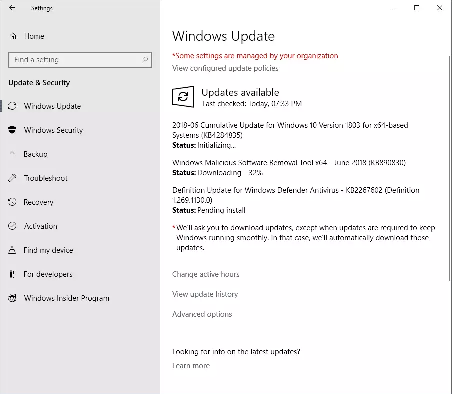 Microsoft Windows-beveiligingsupdates juni 2018 release-overzicht