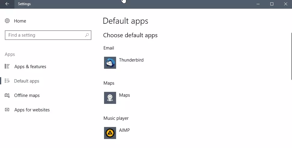 privzete aplikacije za Windows 10