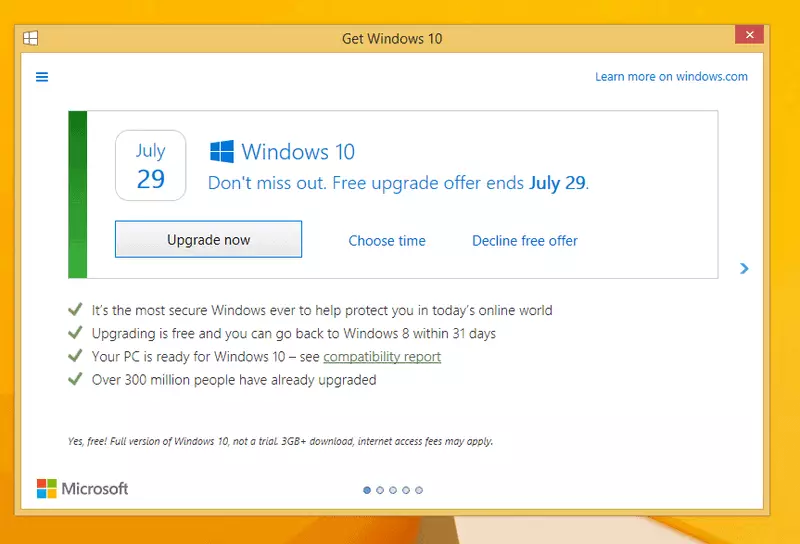 Windows 10-ის უარყოფა