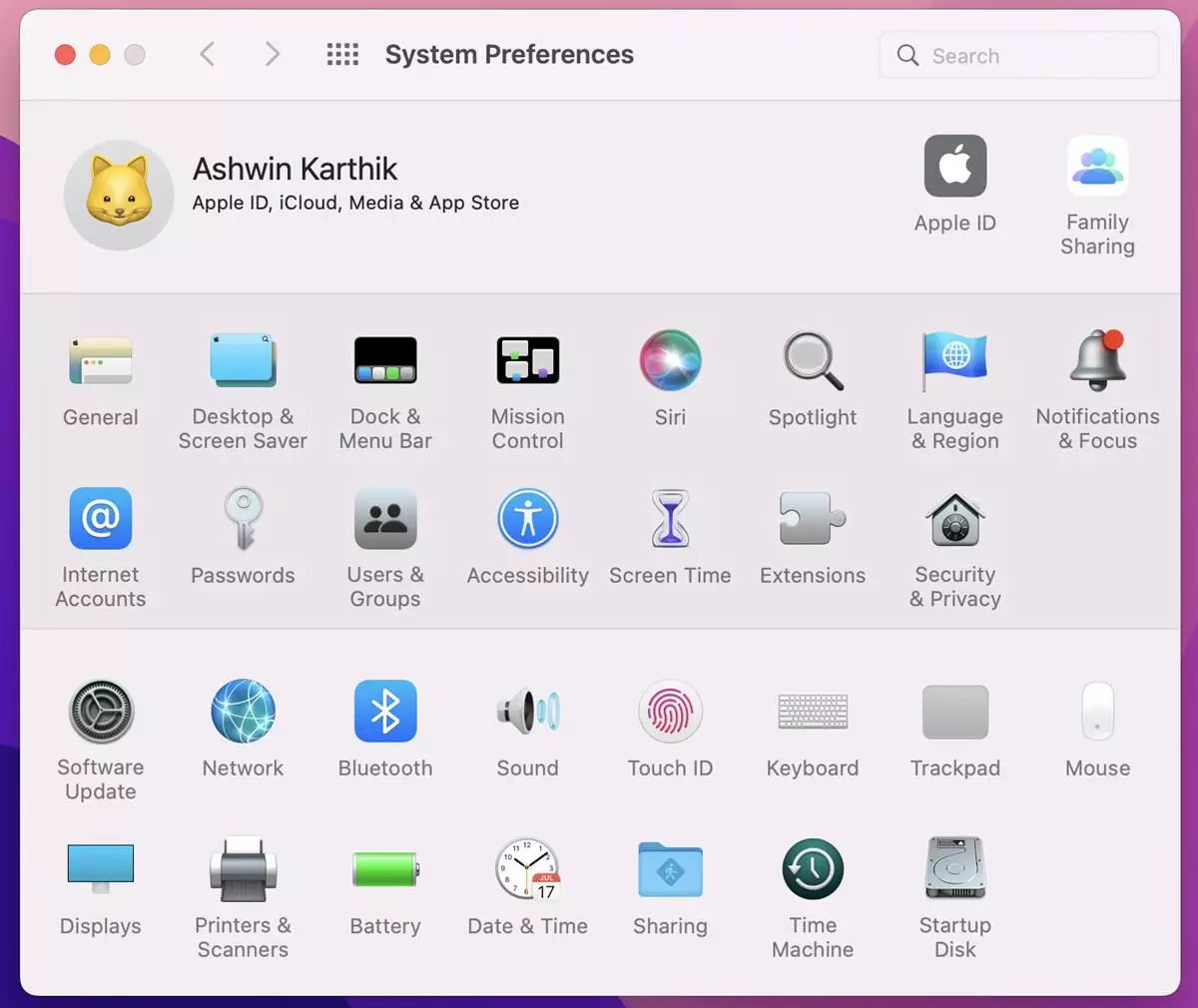 Preferencat e sistemit macOS Monterey