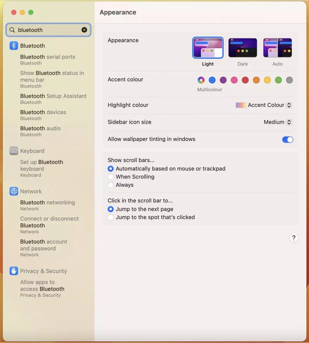 Configuración do sistema macOS Ventura: busca