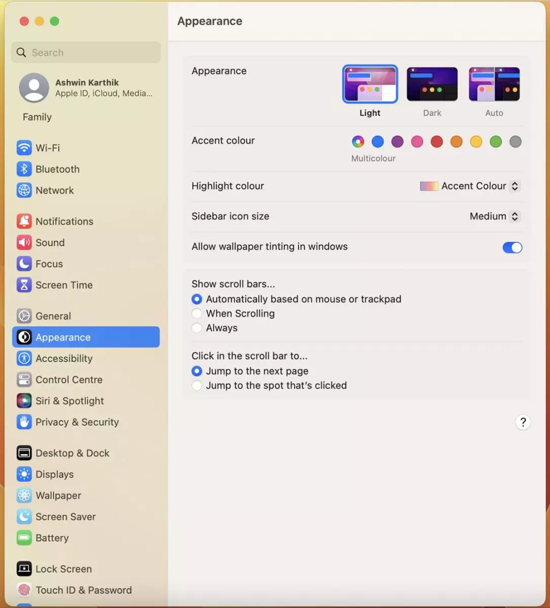 Configuración do sistema macOS Ventura - Aspecto