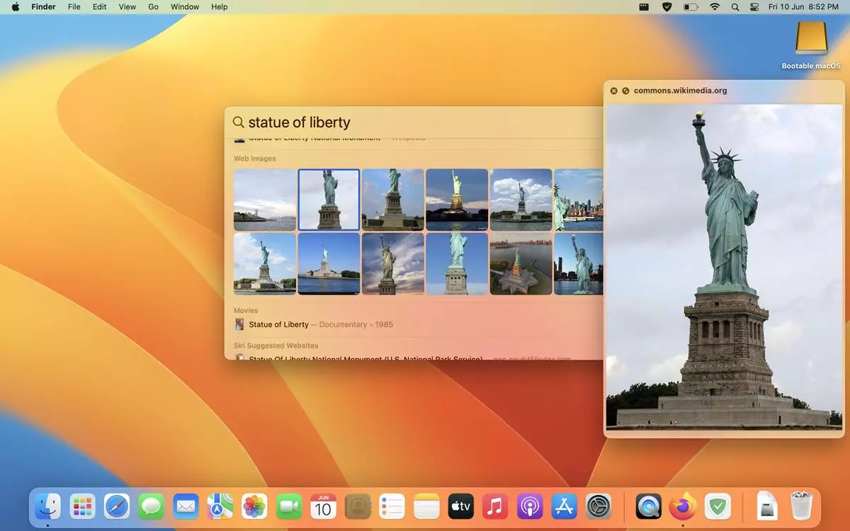 macOS Ventura Spotlight snelle útsjoch