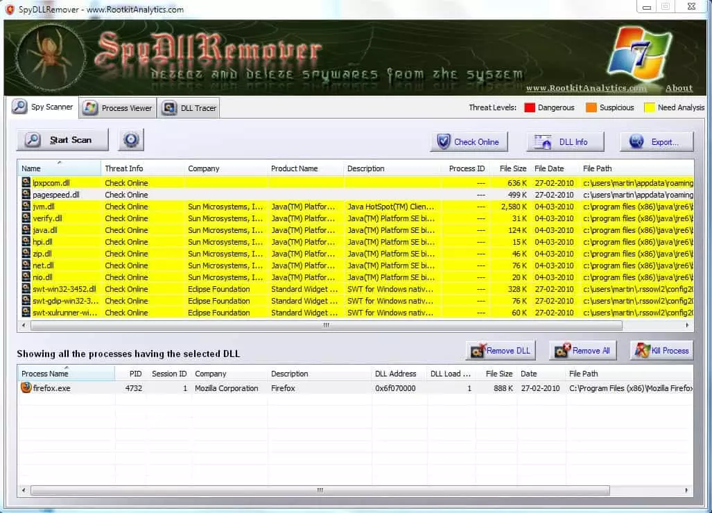 SpyDLL Remover шпиондук программаларды аныктайт жана жок кылат 20939_1