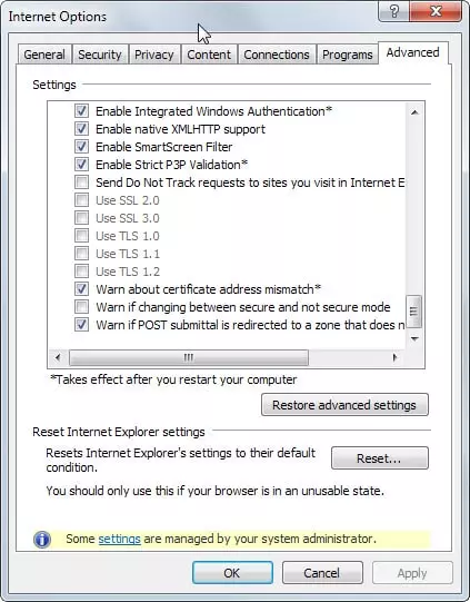 Internet explorer ssl3.0