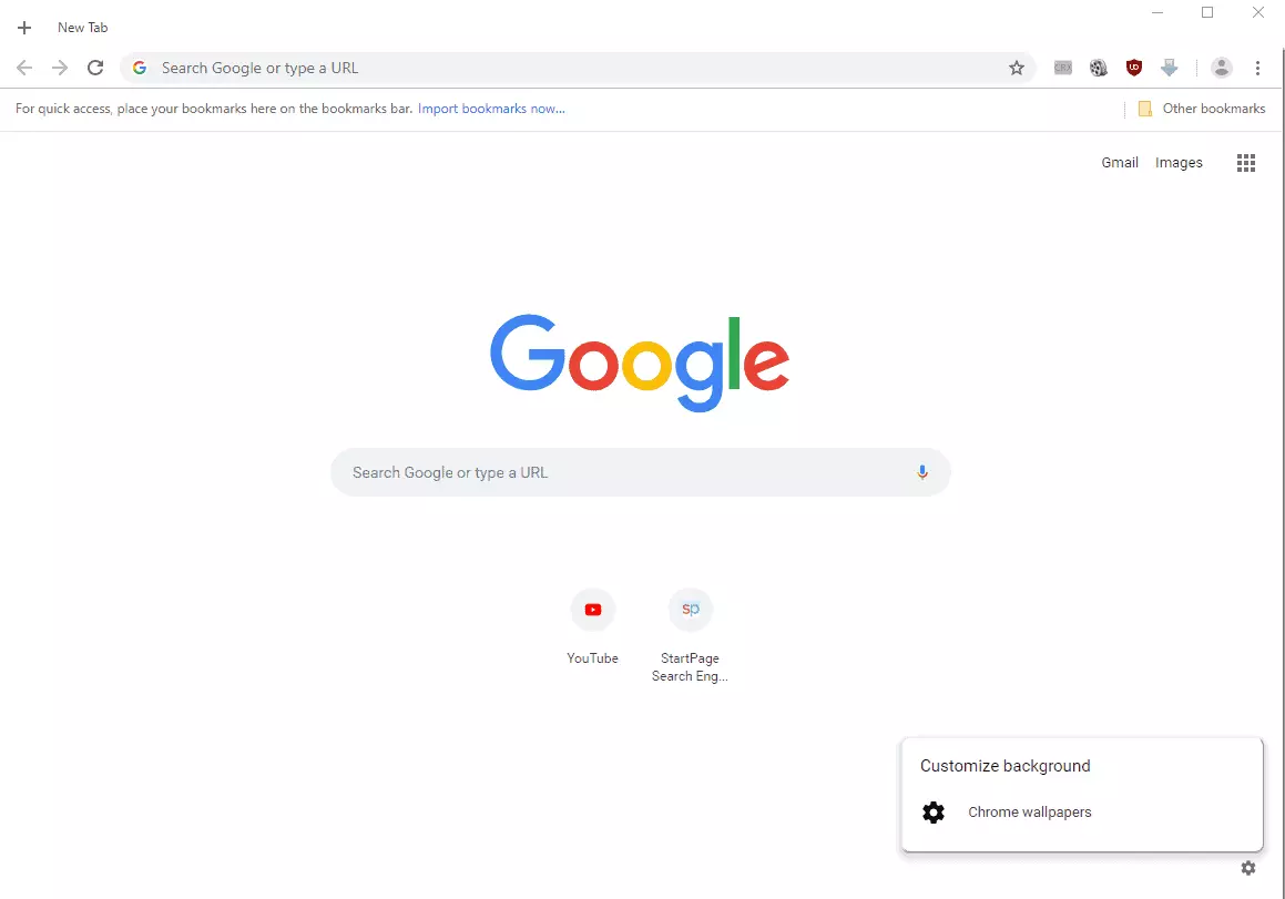 Google oo ka shaqaynaysa Customize Background option in Chrome