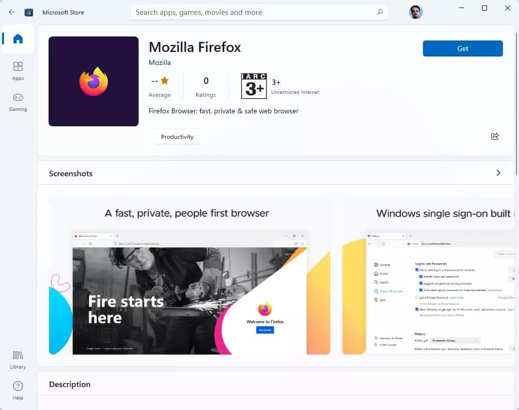 Mozilla Firefox tagad ir pieejams Windows veikalā