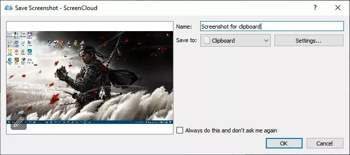 ScreenCloud-ը բաց կոդով պատկերներ գրավելու գործիք է, որը կարող է կամայականորեն պատկերներ վերբեռնել Google Drive, OneDrive, Dropbox, Imgur: