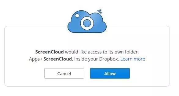 Caixa de depósito do serviço de nuvem ScreenCloud