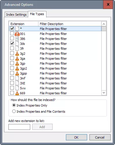 file type index