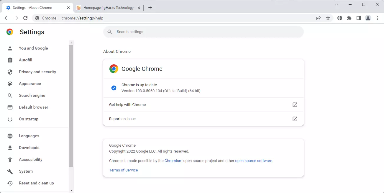 Google Chrome 103 uppfærsla lagar 11 öryggisvandamál