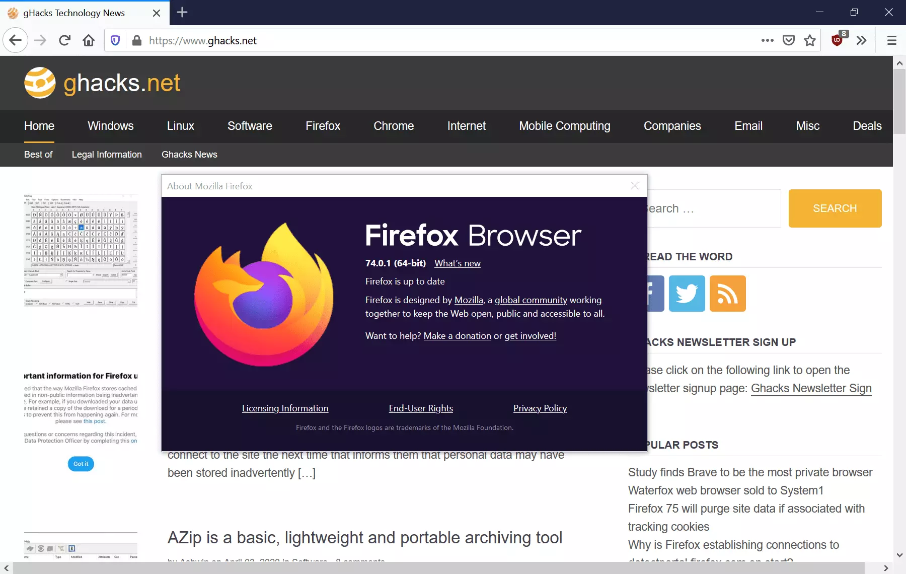 Firefox 74.0.1 ir stabils ar svarīgiem drošības labojumiem