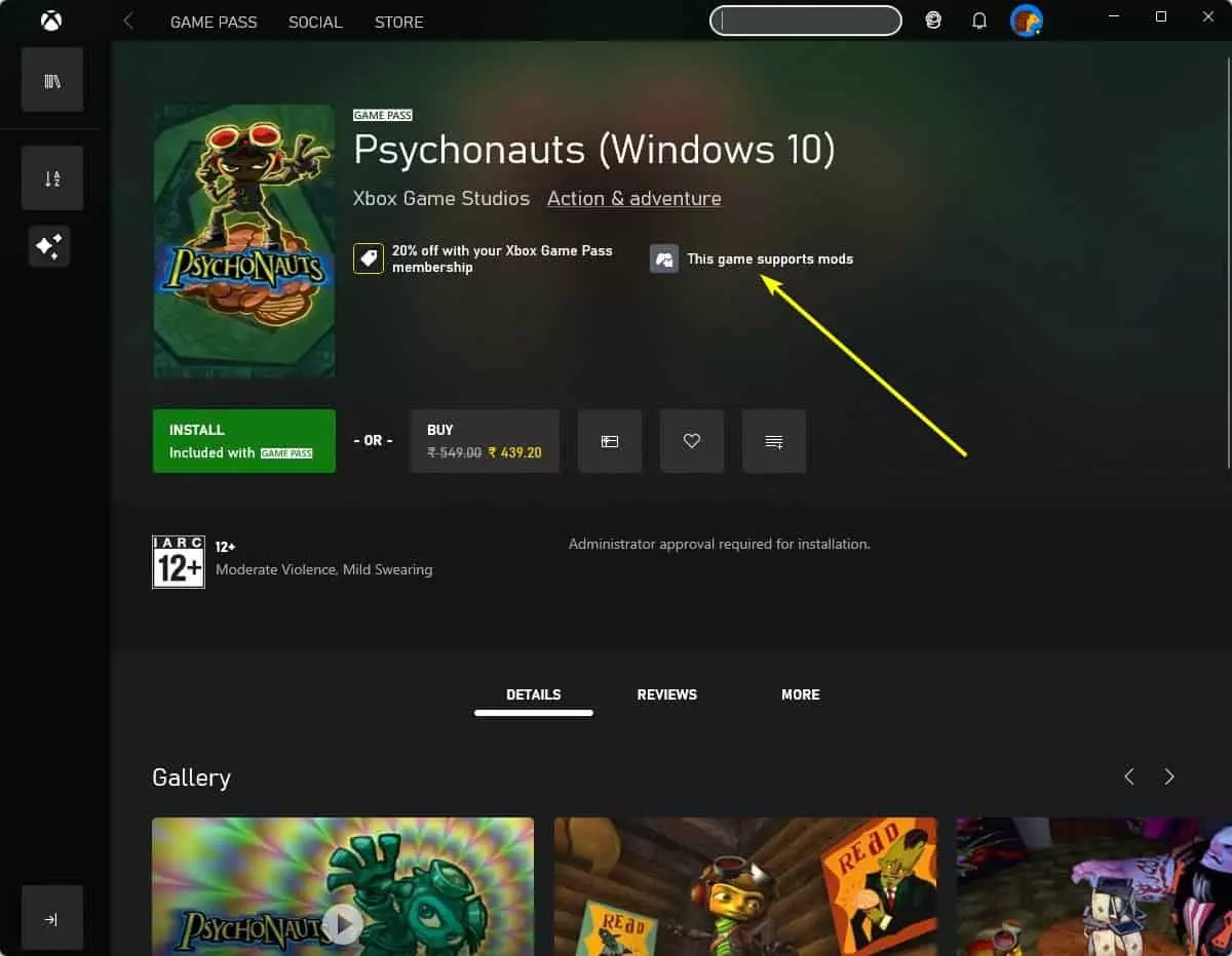 Xbox app yoo gba o laaye lati moodi awọn ere