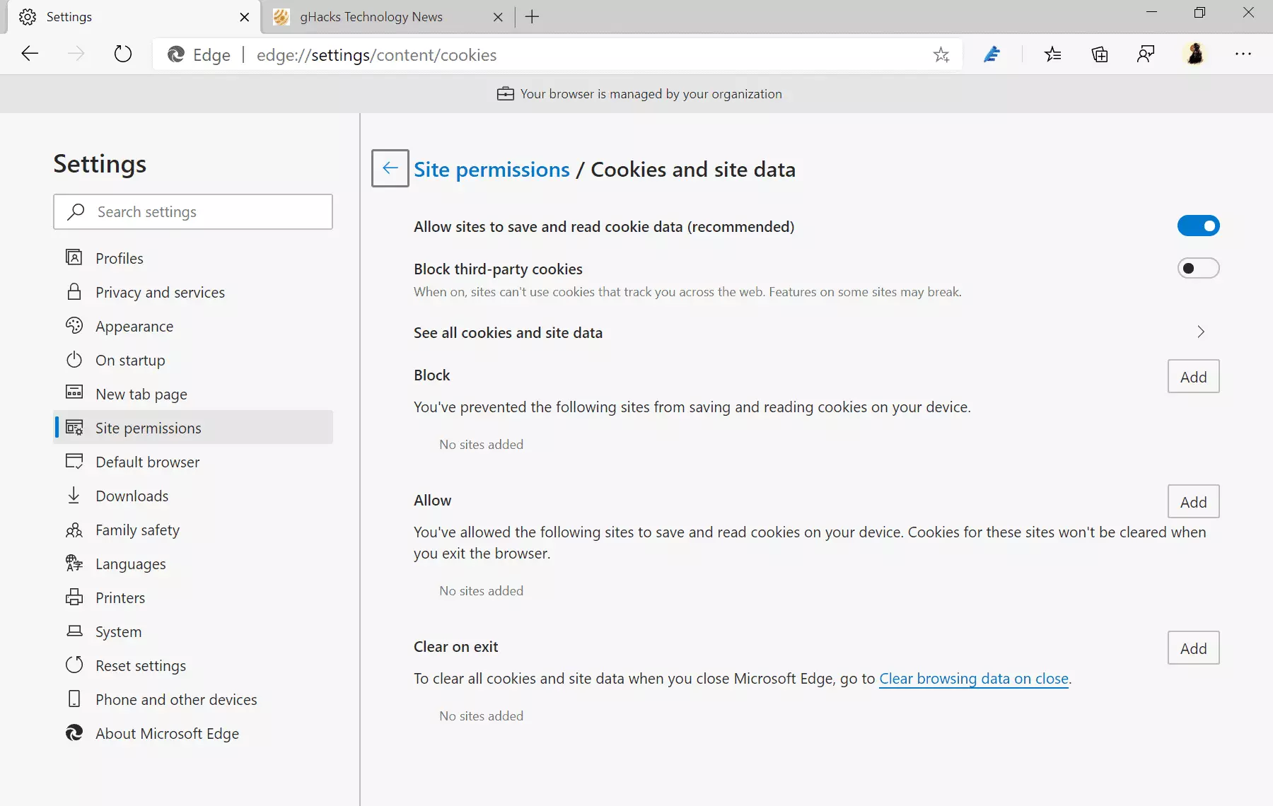 Как настроить пользовательские параметры файлов cookie в новом браузере Microsoft Edge