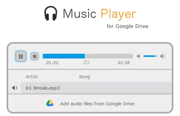 odtwarzacz muzyki na dysku google